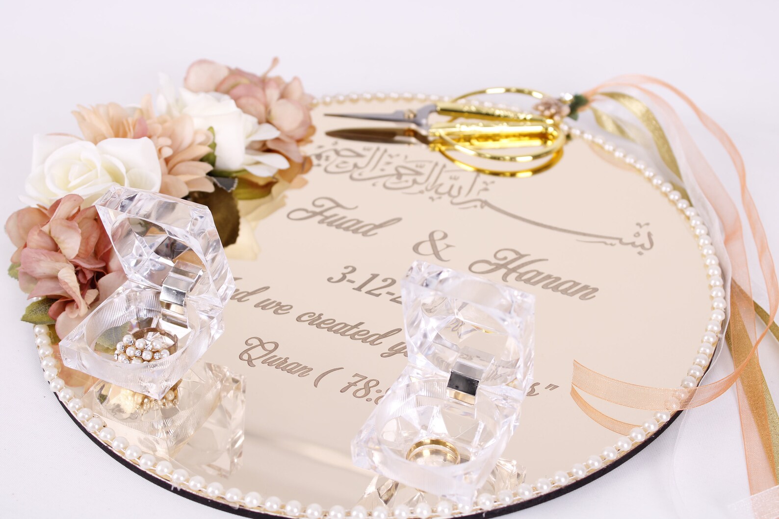 Personalized Wedding Ring Plate Ring Box Scissor Gift Set - Etsy Canada