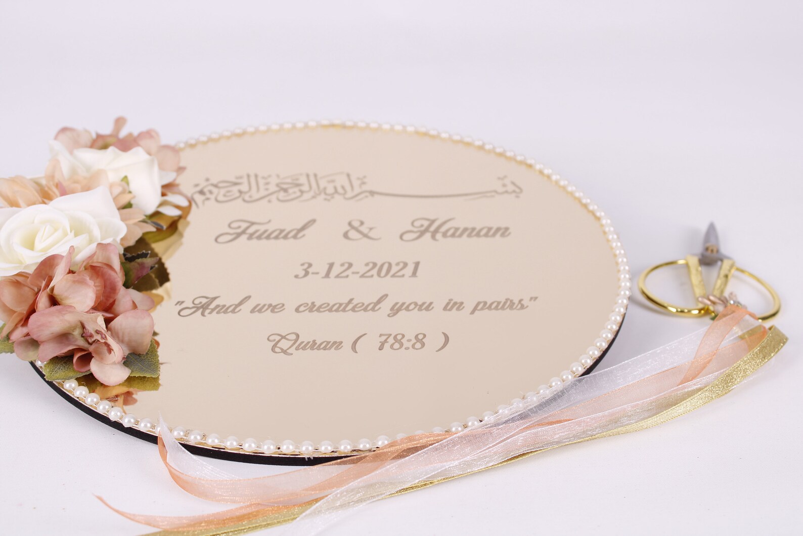 Personalized Wedding Ring Plate Ring Box Scissor Gift Set - Etsy Canada