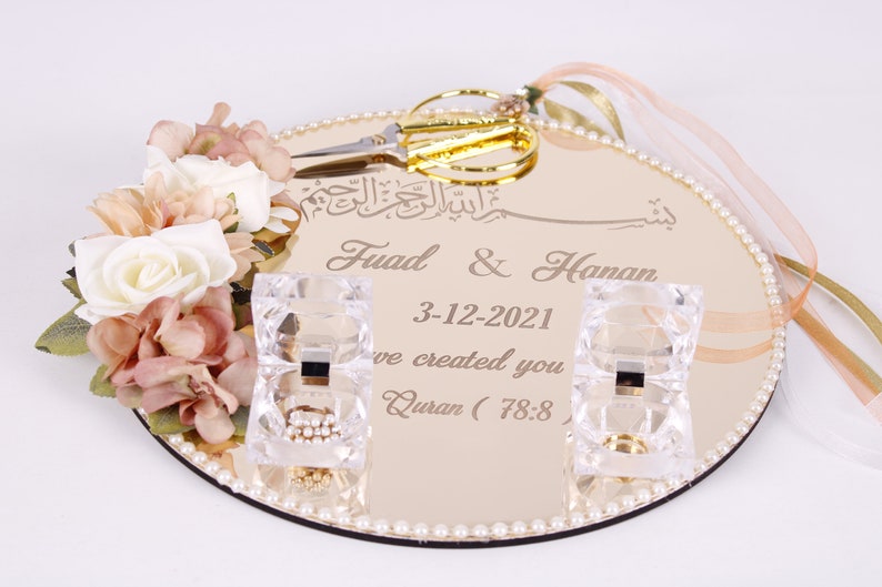 Personalized Wedding Ring Plate Ring Box Scissor Gift Set - Etsy Canada