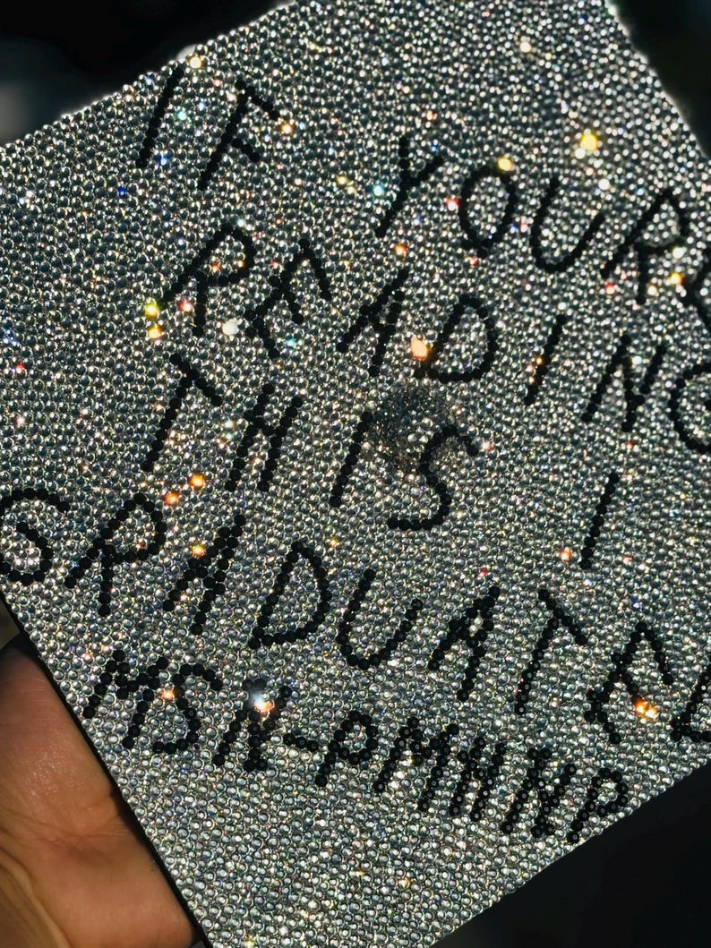 Custom Rhinestone Graduation Cap Sparkly Grad Hat With Quote Birretes ...