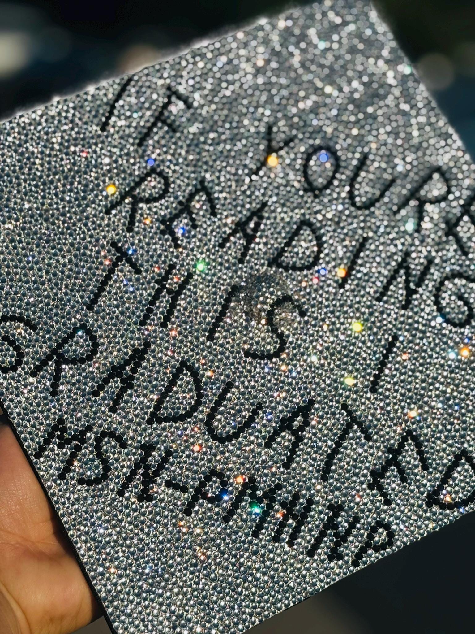 Custom Rhinestone Graduation Cap Sparkly Grad Hat With Quote Birretes ...