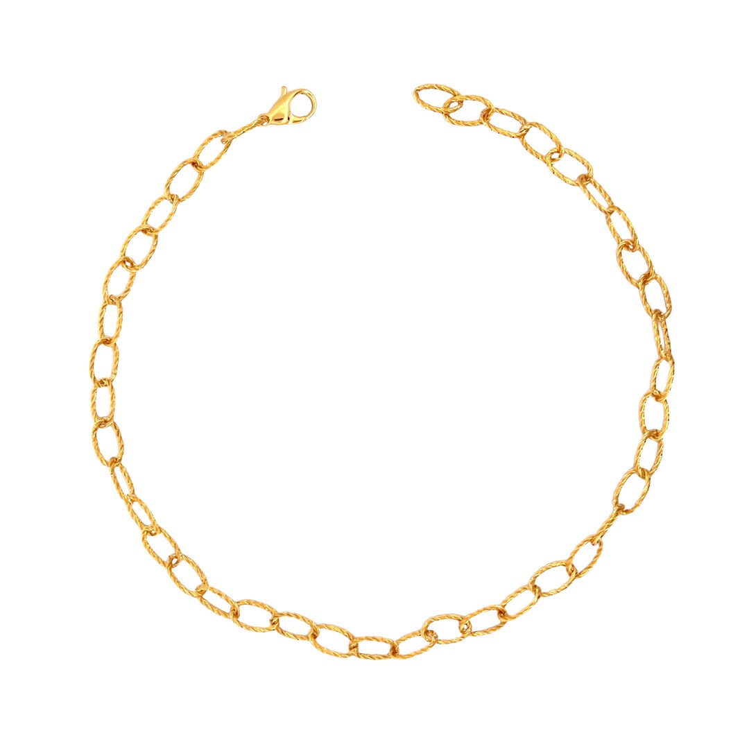 24k Gold Paper Clip Textured Necklace - Etsy