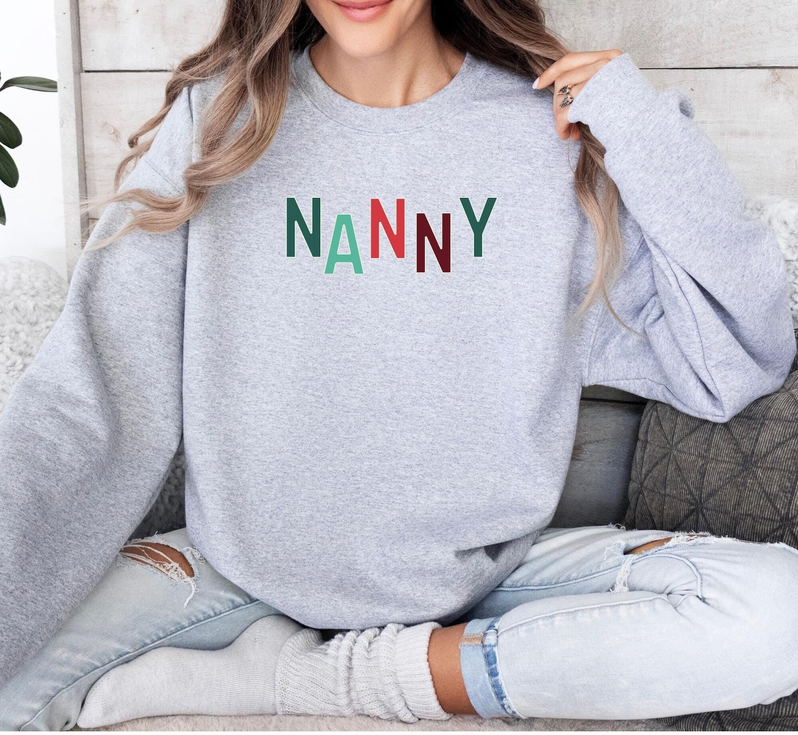Nanny Christmas Gift Sweatshirt, Nana Jumper, Minimalist Granny Sweater ...
