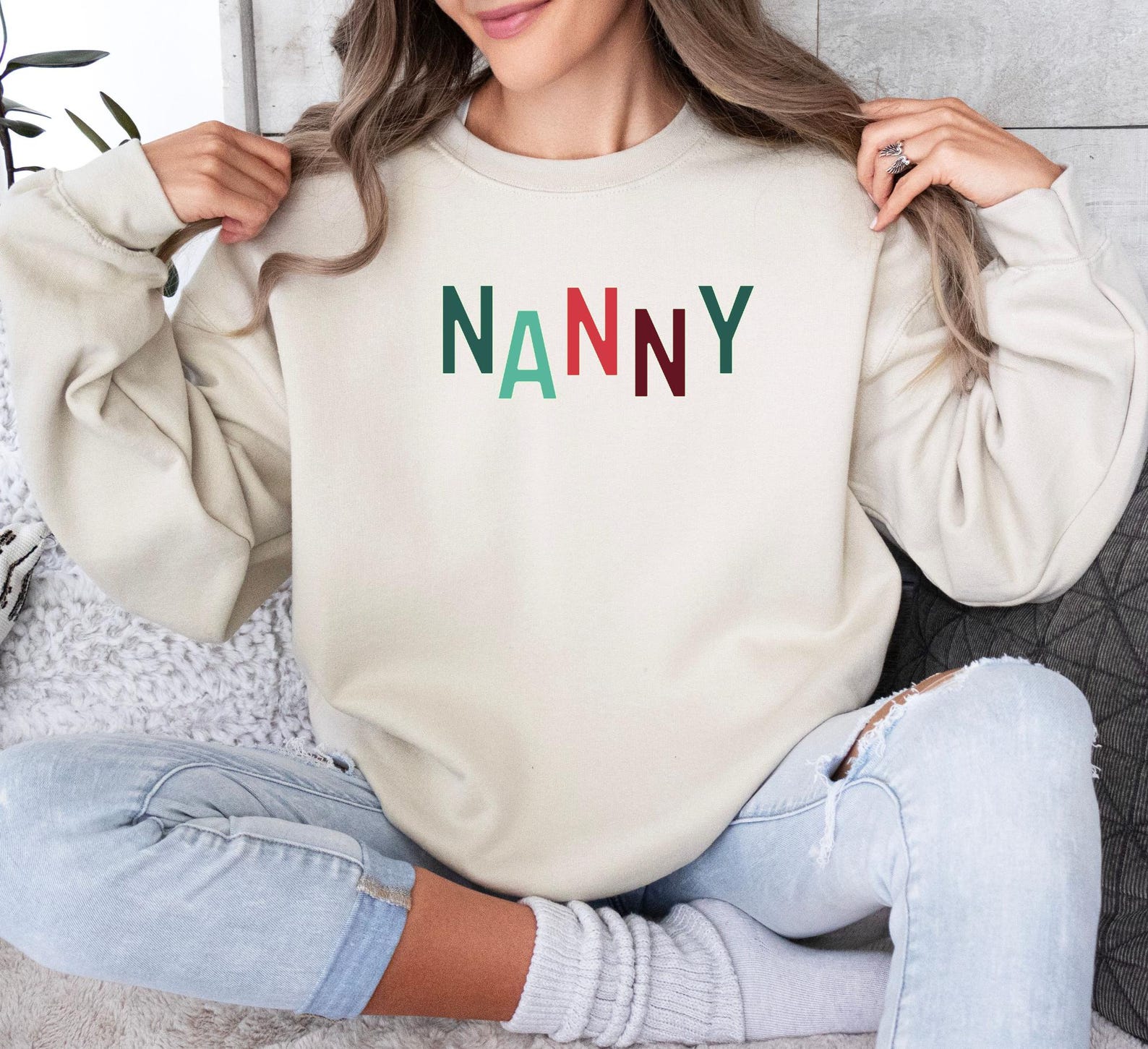 Nanny Christmas Gift Sweatshirt, Nana Jumper, Minimalist Granny Sweater ...
