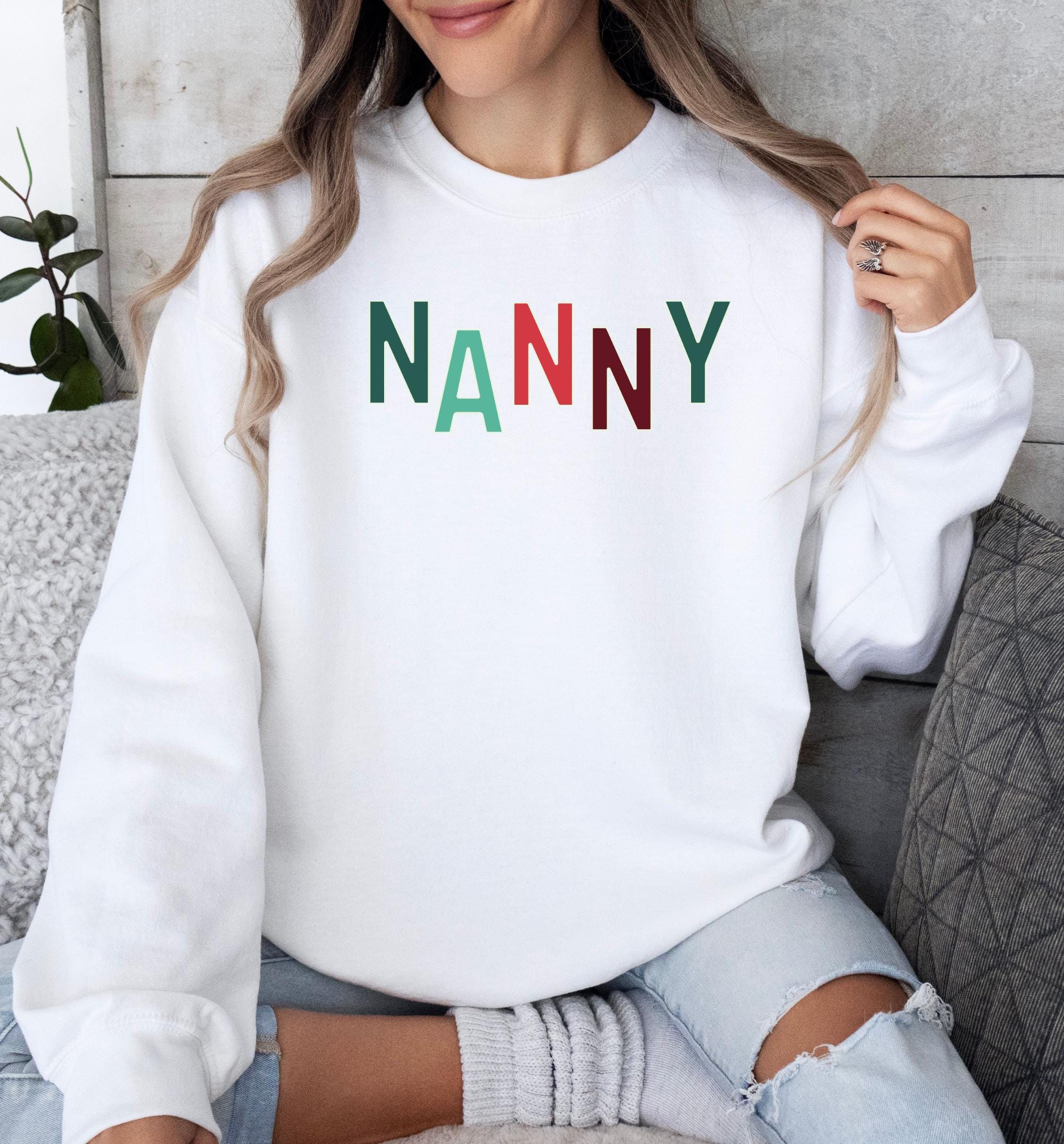 Nanny Christmas Gift Sweatshirt, Nana Jumper, Minimalist Granny Sweater ...