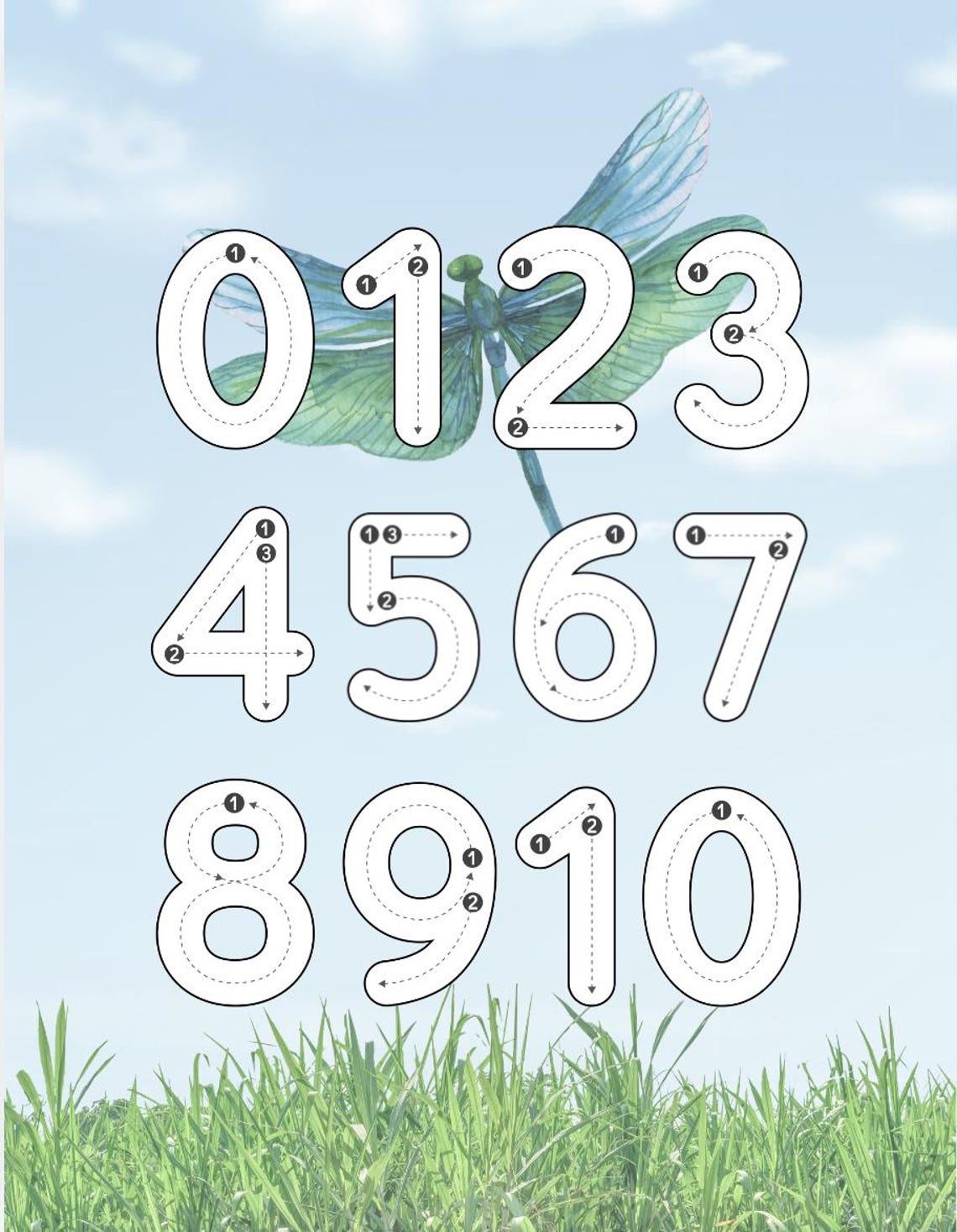 Number Tracing 1 10 - Etsy