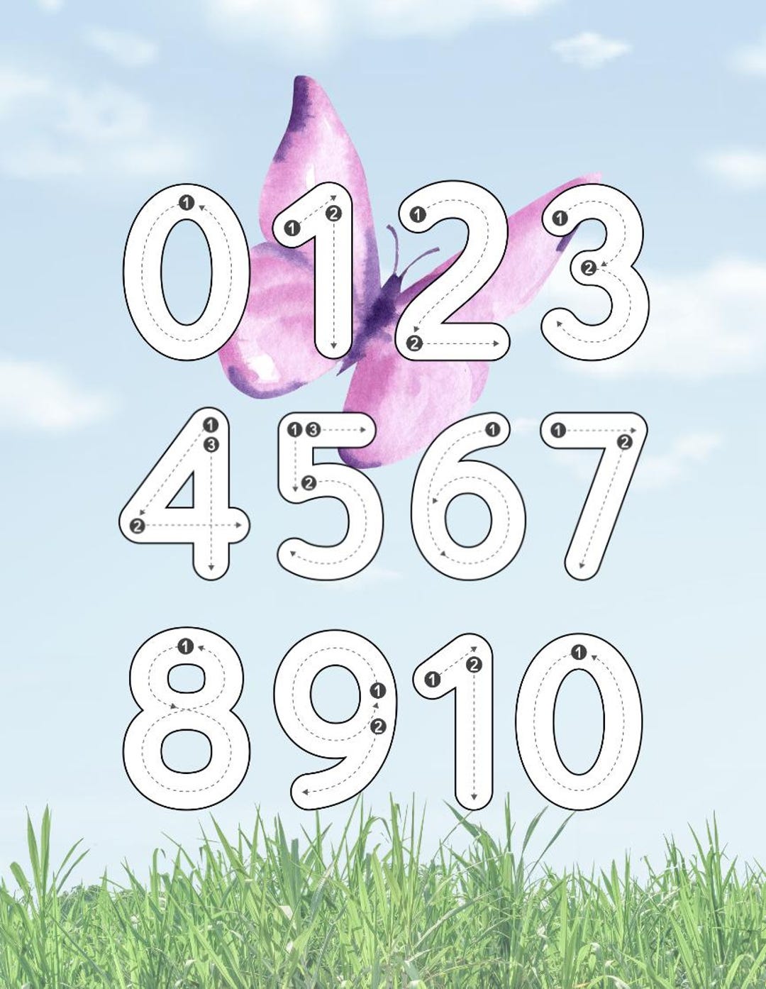 Number Tracing 1 10 - Etsy