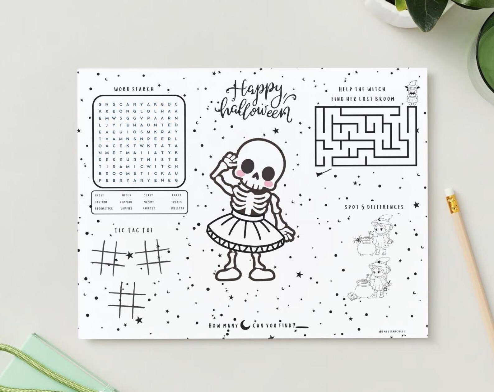 Halloween Coloring Placemat Printable Halloween Party Coloring Page ...