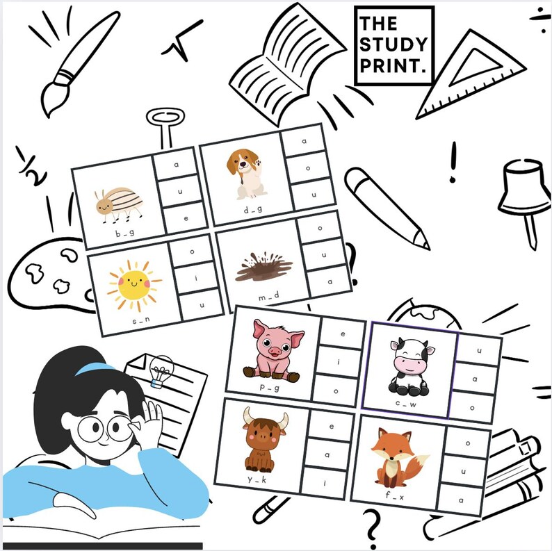 Phonics Clip Cards for Task Card Boxes Literacy Centers and Activities ...