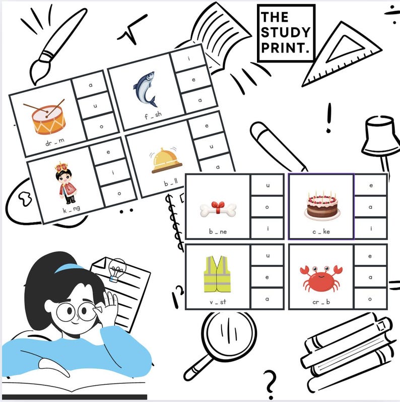 Phonics Clip Cards for Task Card Boxes Literacy Centers and Activities ...