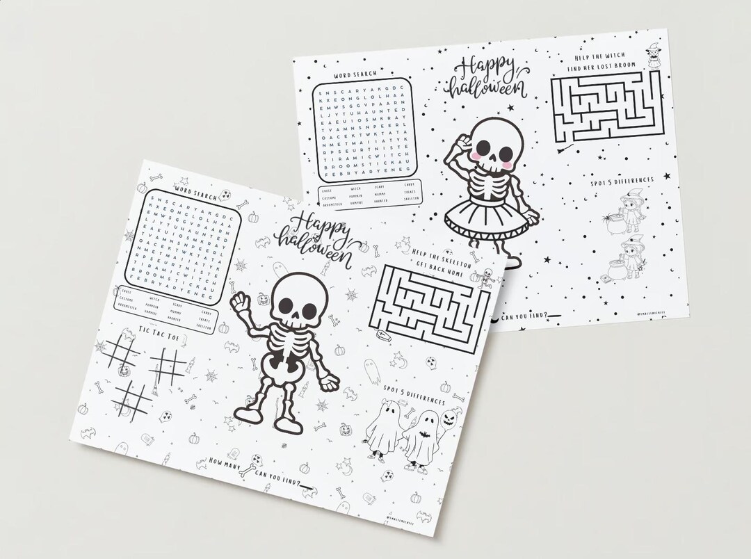 Halloween Coloring Placemat Printable Halloween Party Coloring Page ...