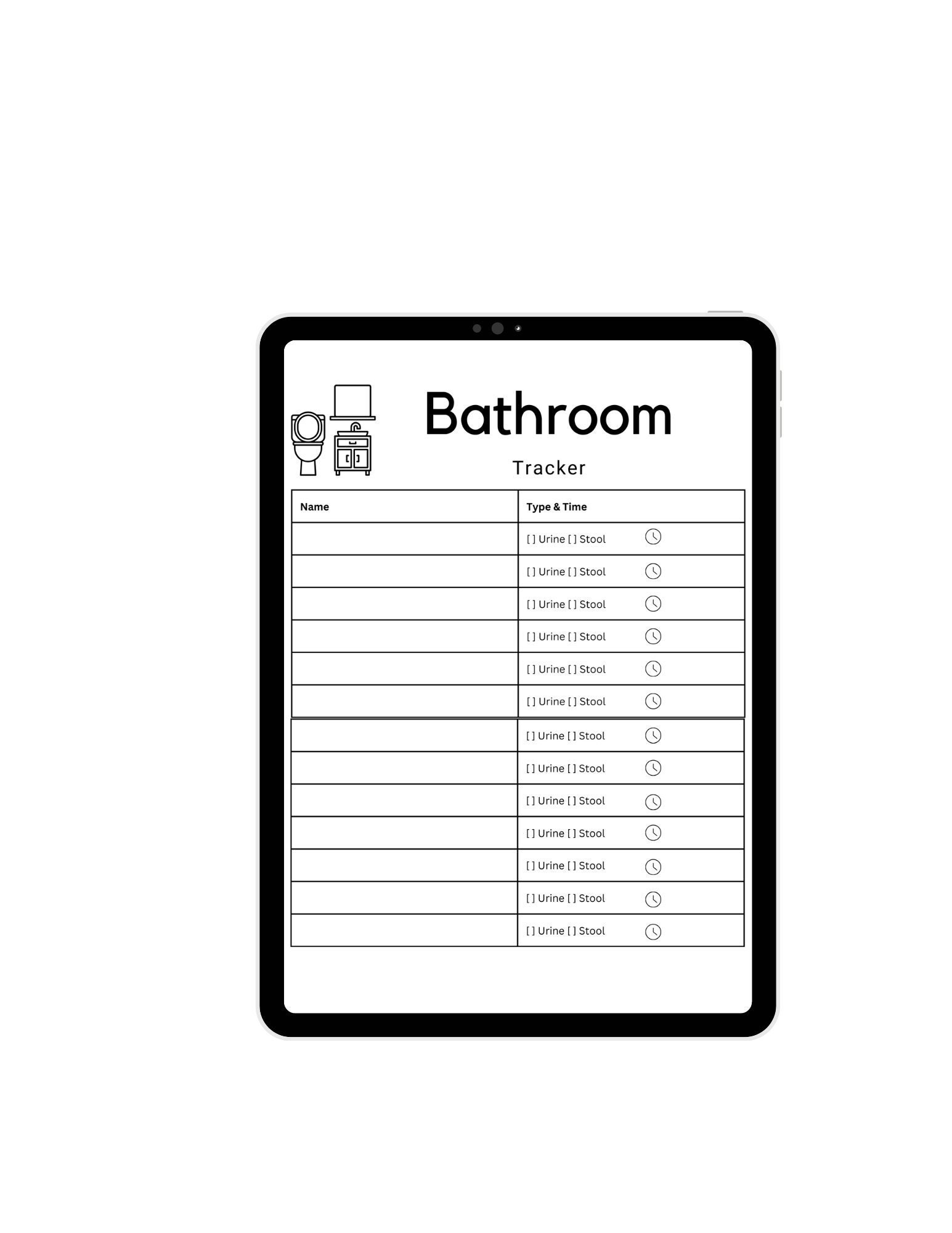 Printable Bathroom Tracker for Elderly and Children Daily Urine and ...