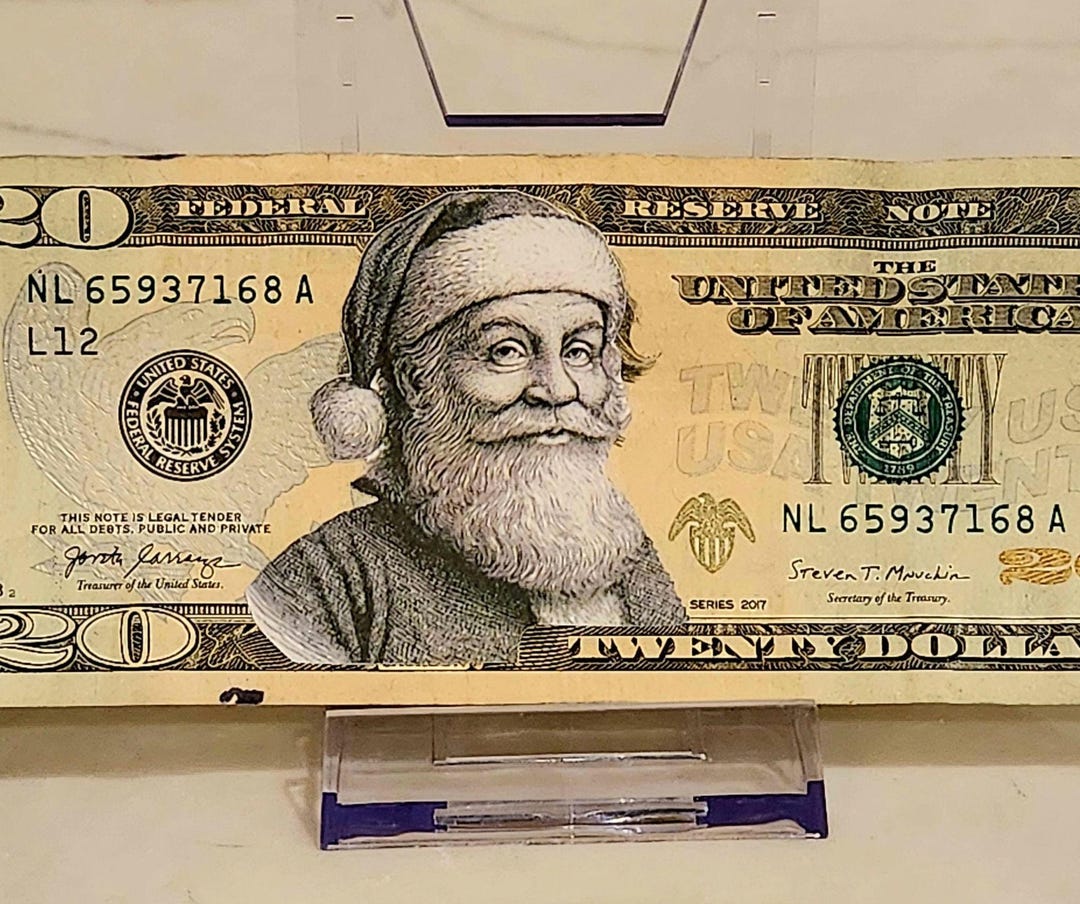 Santa Real Money Sticker for 20 Dollar Bill - Etsy
