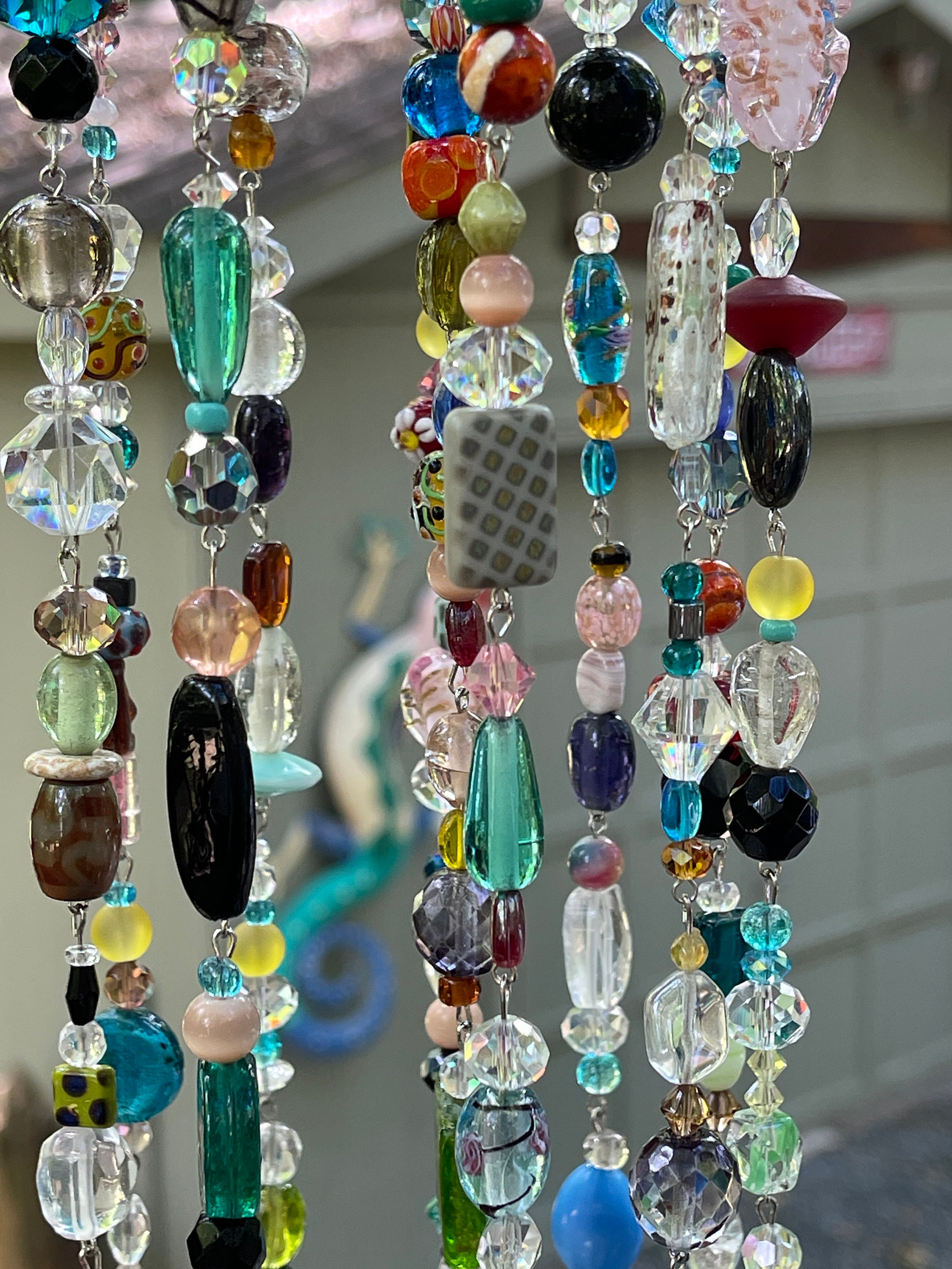 Glass Beaded Suncatcher Chimes With Tiny Bells and Vintage Crystal ...