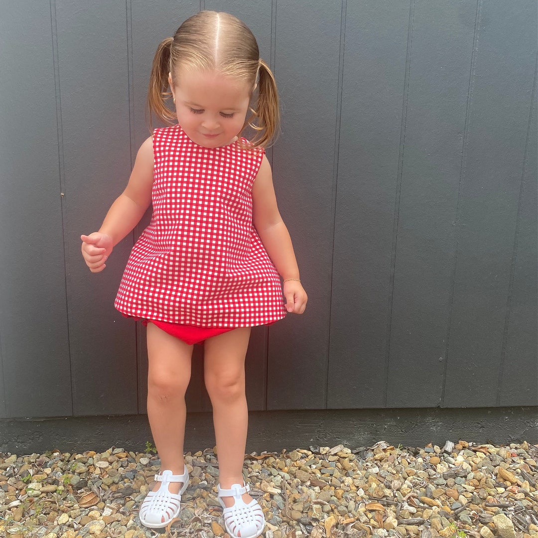 Open Back Shift Top and Frilly Bum Bloomers Set Red & White Check - Etsy