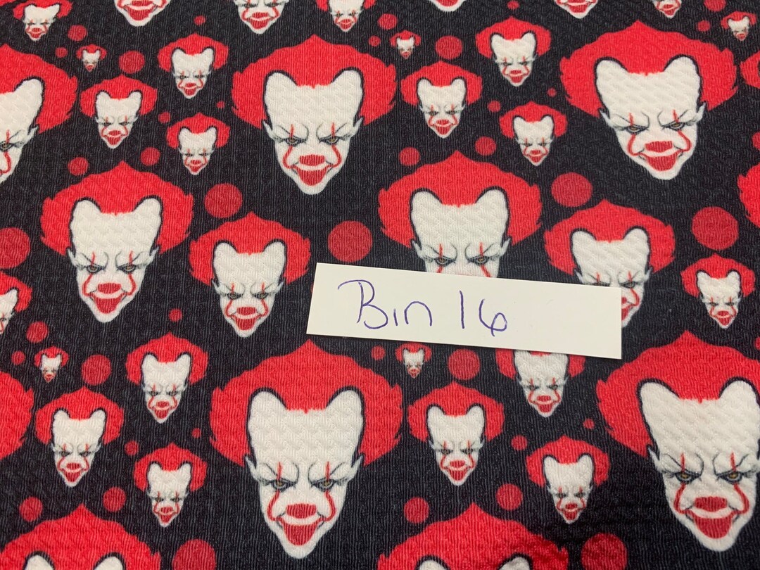 Scary Clown Face Halloween Bullet Fabric Strip DIY Hairbow or Headwrap ...