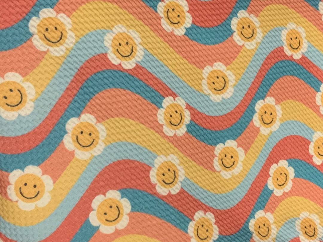 Rainbow Smile Face Groovy Bow Bullet Fabric Strip DIY Hairbow - Etsy