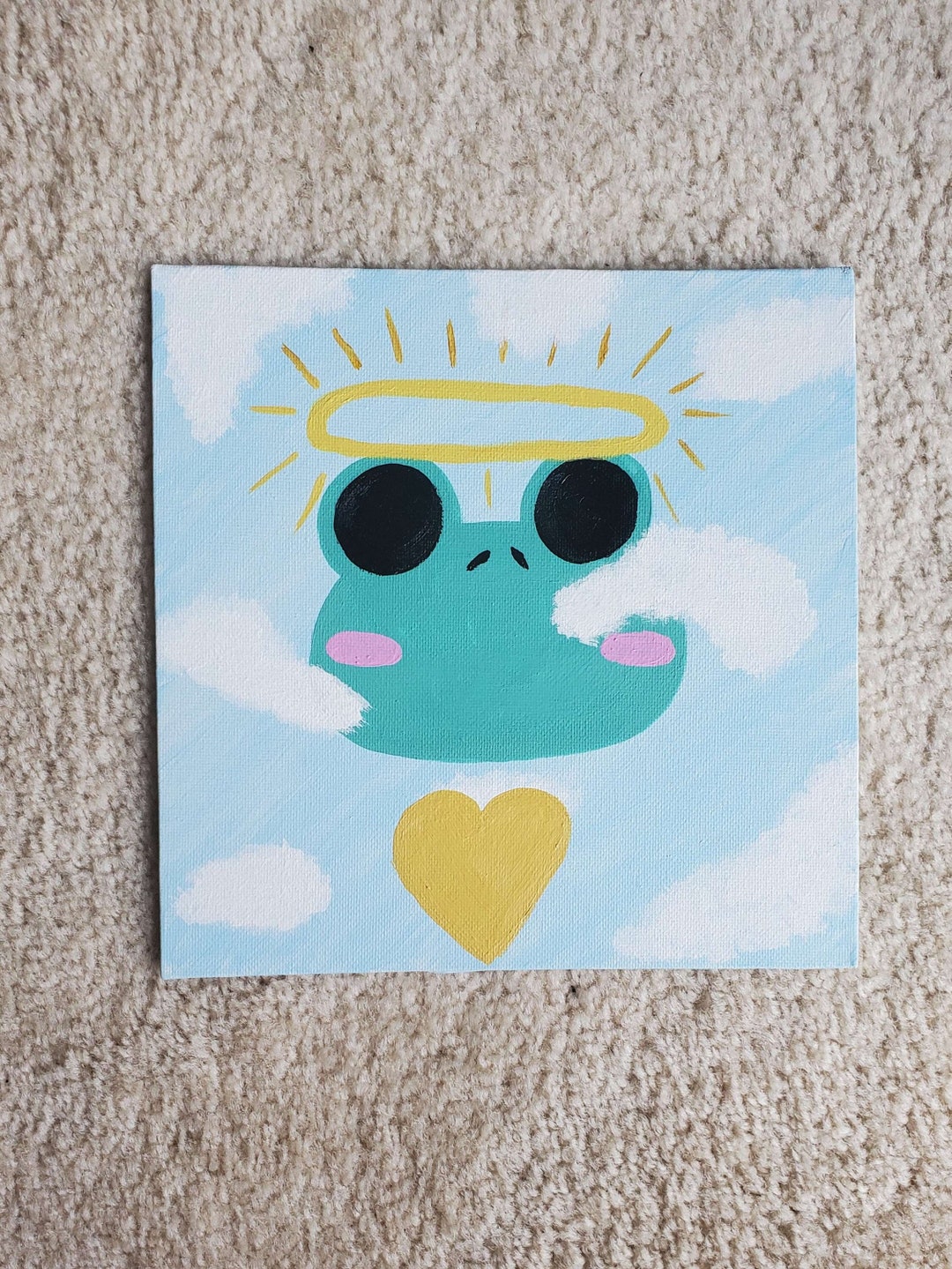 Square Angel Frog Acrylic Painting - Etsy