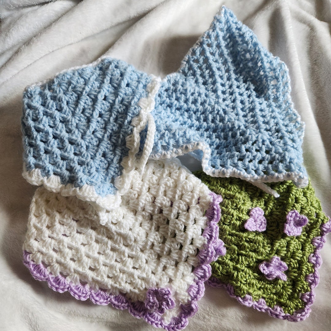 Cottagecore Pastel Flowery Crochet Bandana - Etsy