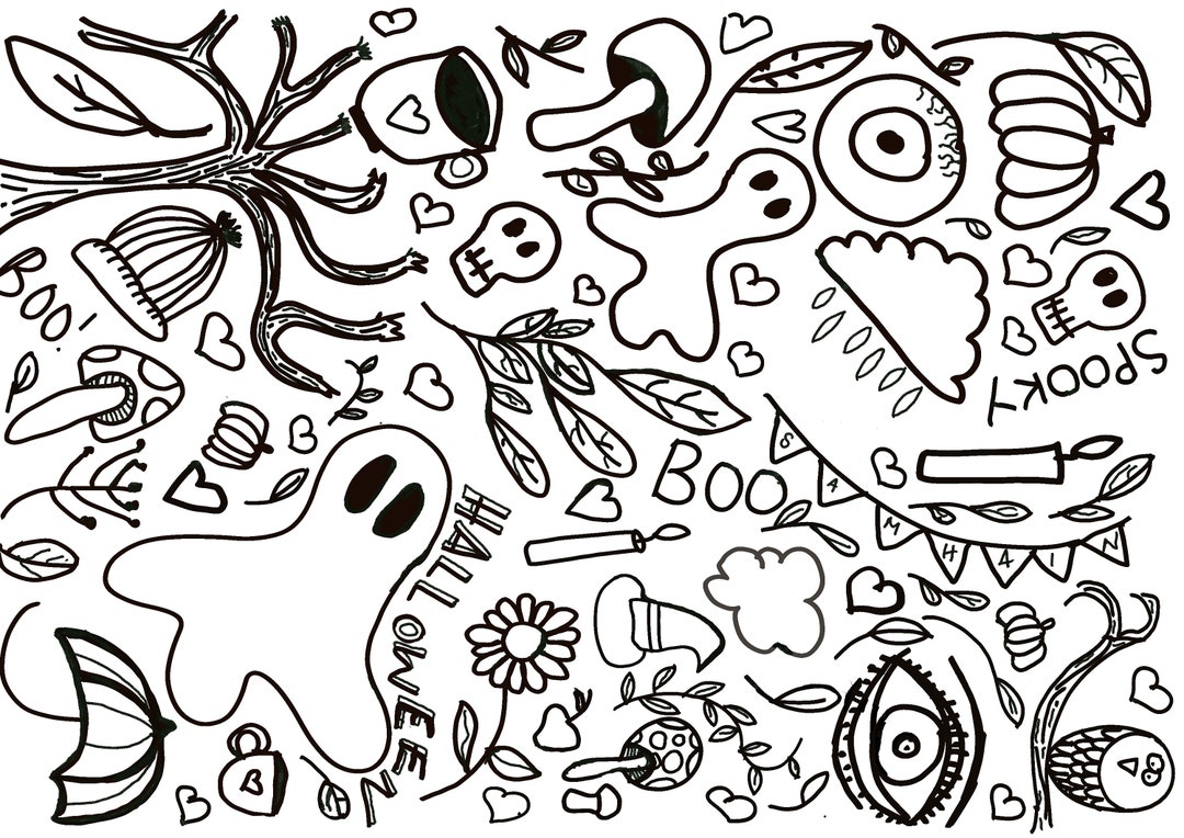 Halloween Themed Digital Colouring in Sheet - Etsy
