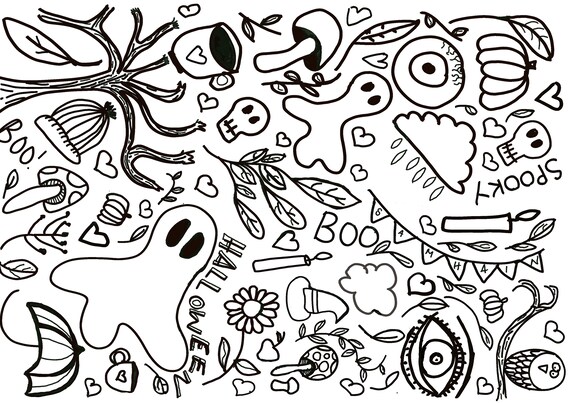 Halloween Themed Digital Colouring in Sheet - Etsy