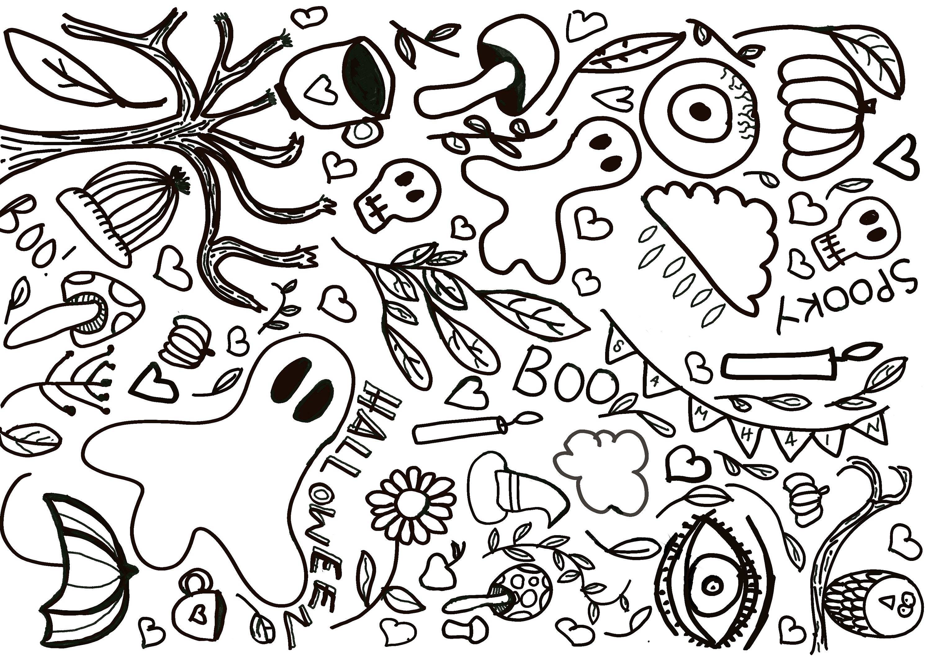 Halloween Themed Digital Colouring in Sheet - Etsy
