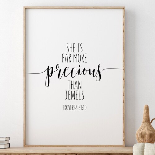 Bible Verse Printable Art She is More Precious Than Rubies - Etsy
