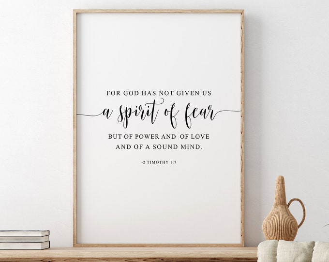 For God Has Not Given Us A Spirit of Fear 2 Timothy 1:7, Printable ...