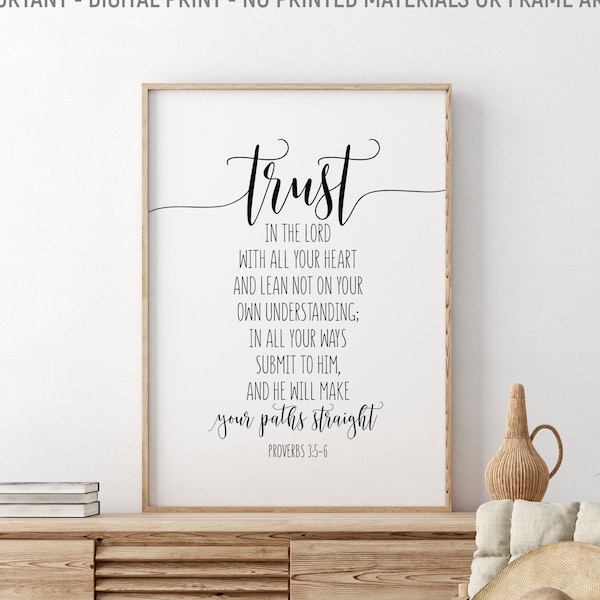 Proverbs 3 5 6 Trust in the Lord Proverbs Wall Art - Etsy