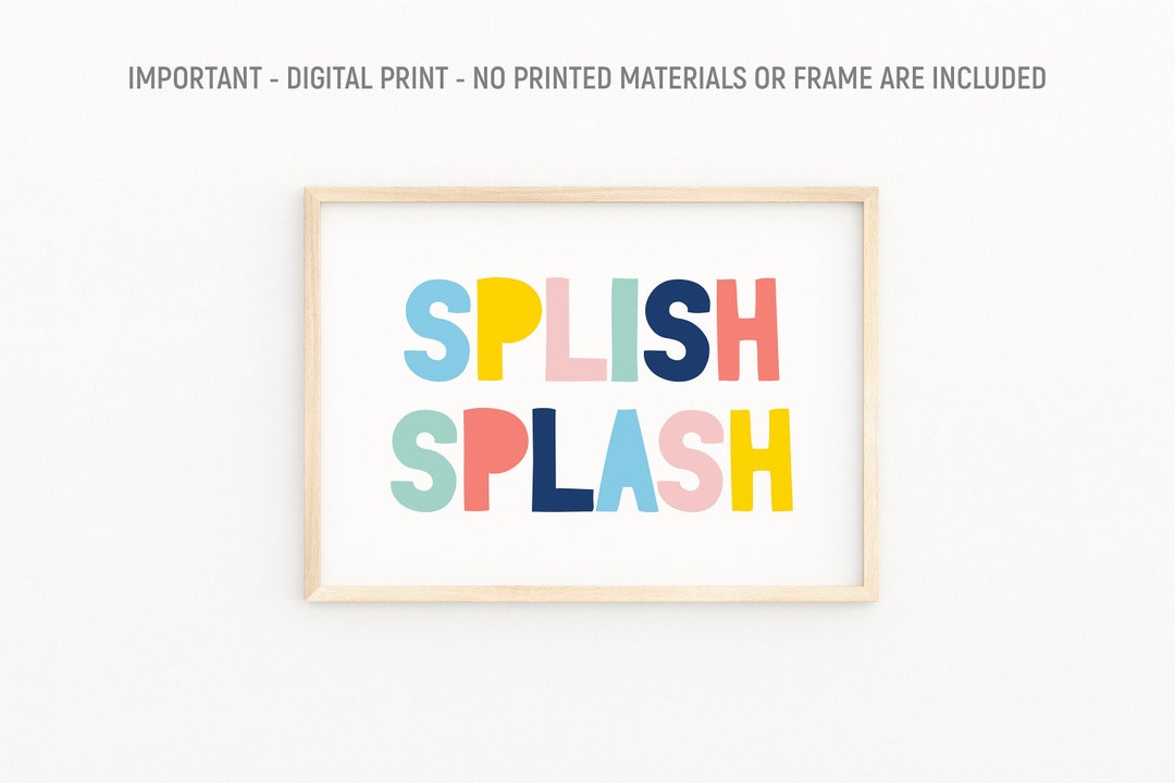 Splish Splash, Bathroom Decor, Printable Bathroom Rules Art, Kids ...