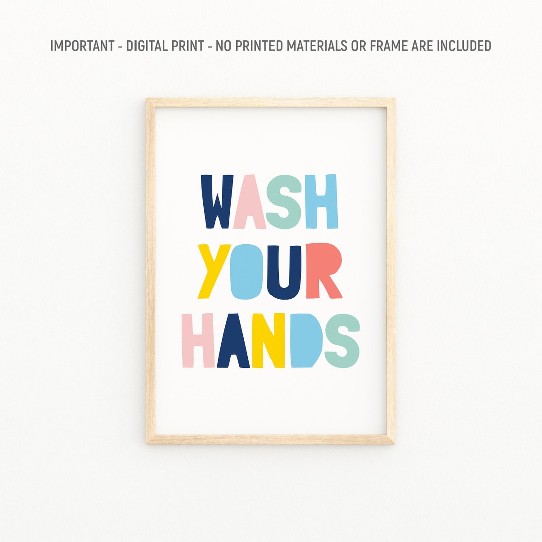 Wash Your Hands, Bathroom Printable, Nursery Bathroom Decor, Bathroom ...