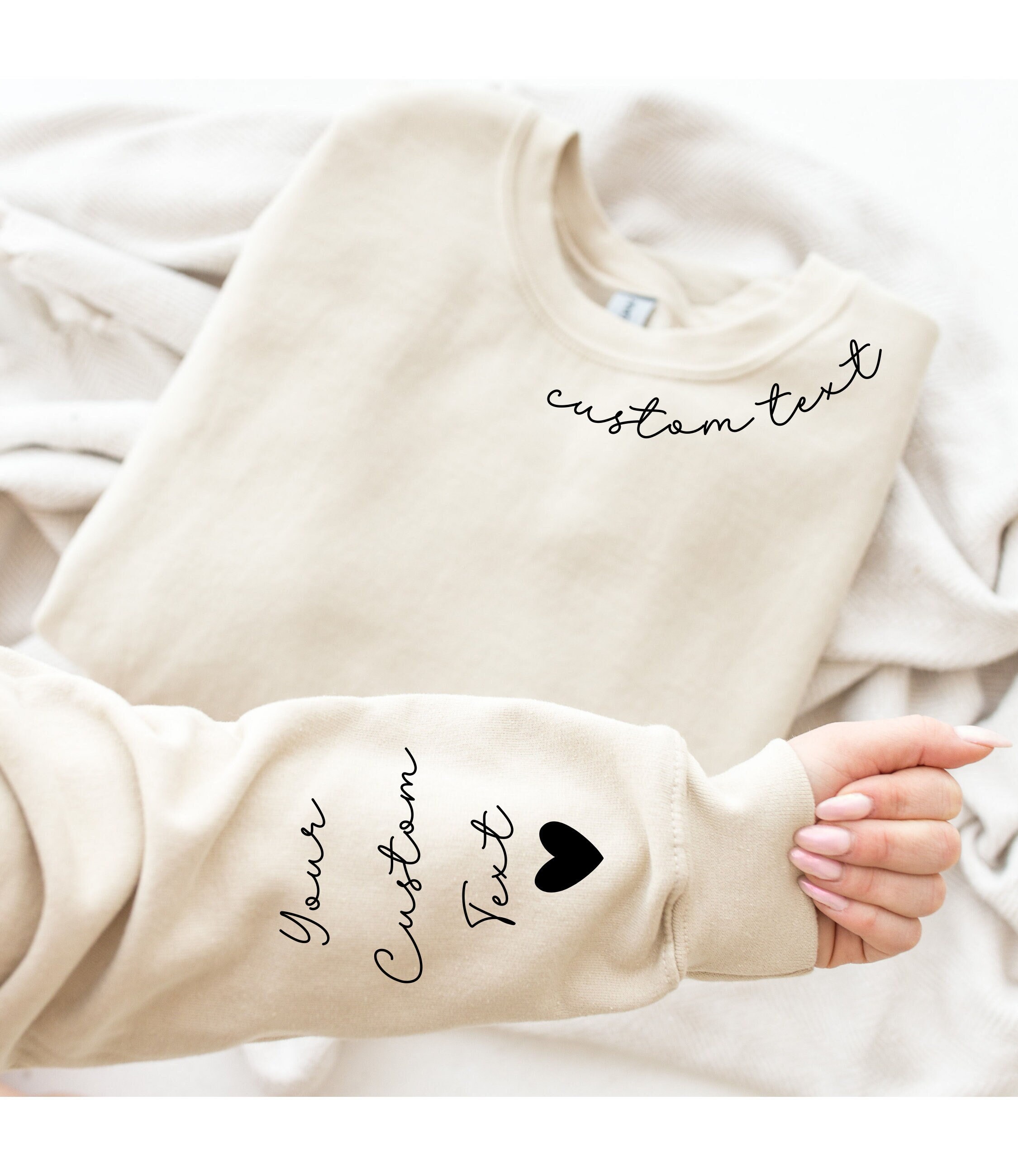 Custom Text on the Neck and Names on the Sleeve Sweatshirt or Hoodie ...