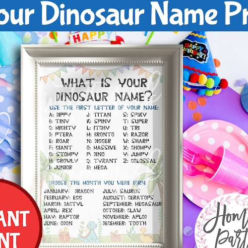 What's Your Dinosaur Name Game. INSTANT DOWNLOAD Instant - Etsy Canada