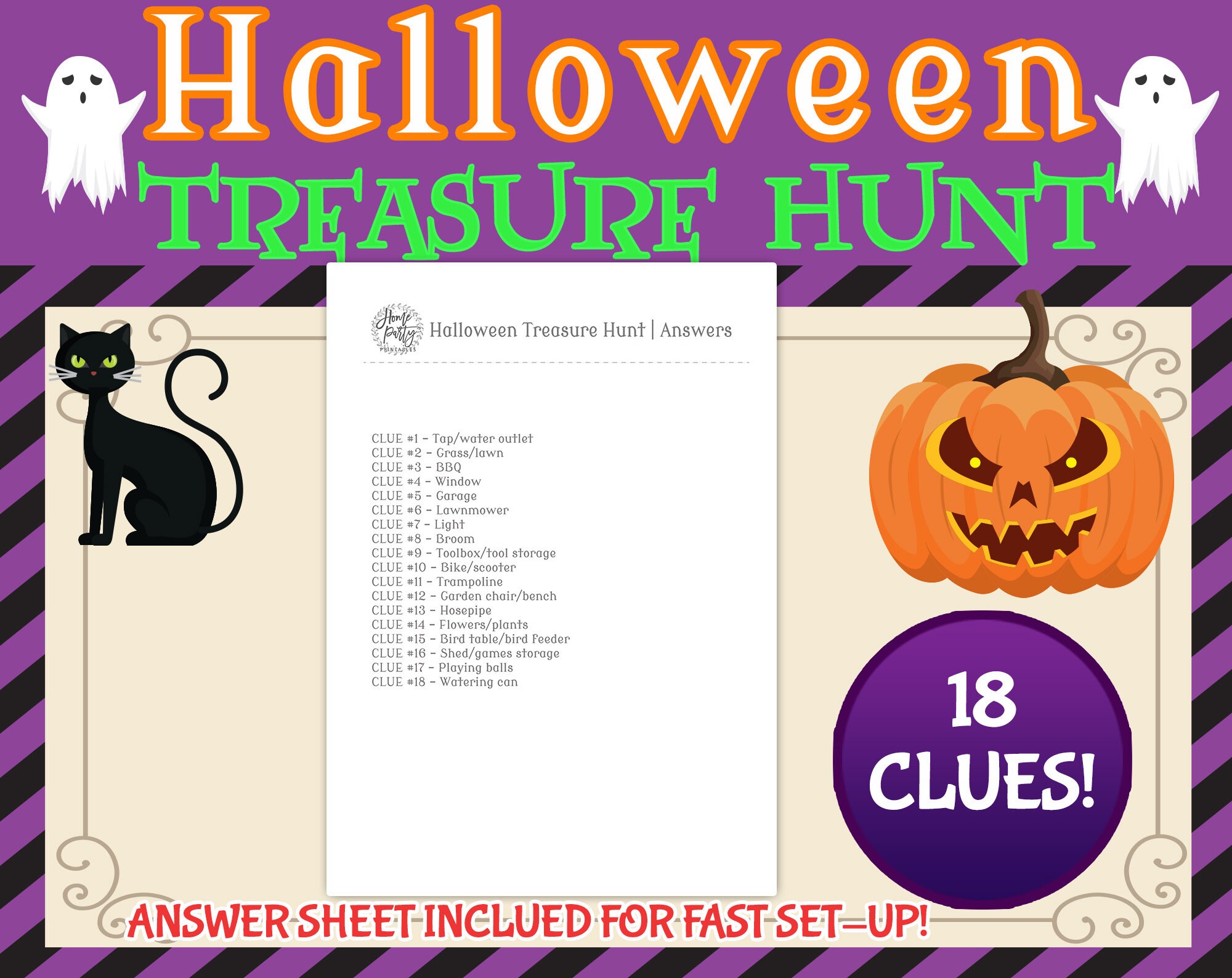 Halloween Treasure Hunt Clues, Halloween Scavenger Hunt - Etsy