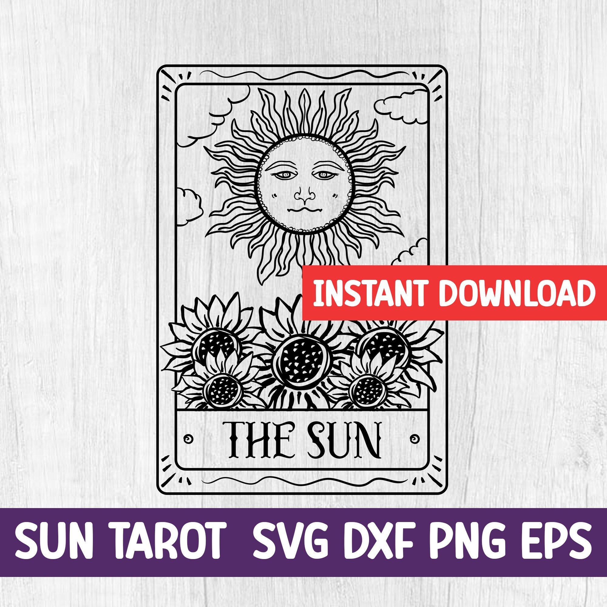 Sun Tarot Card SVG, Tarot Svg, Tarot Cards Svg, Witchcraft Svg, Boho ...