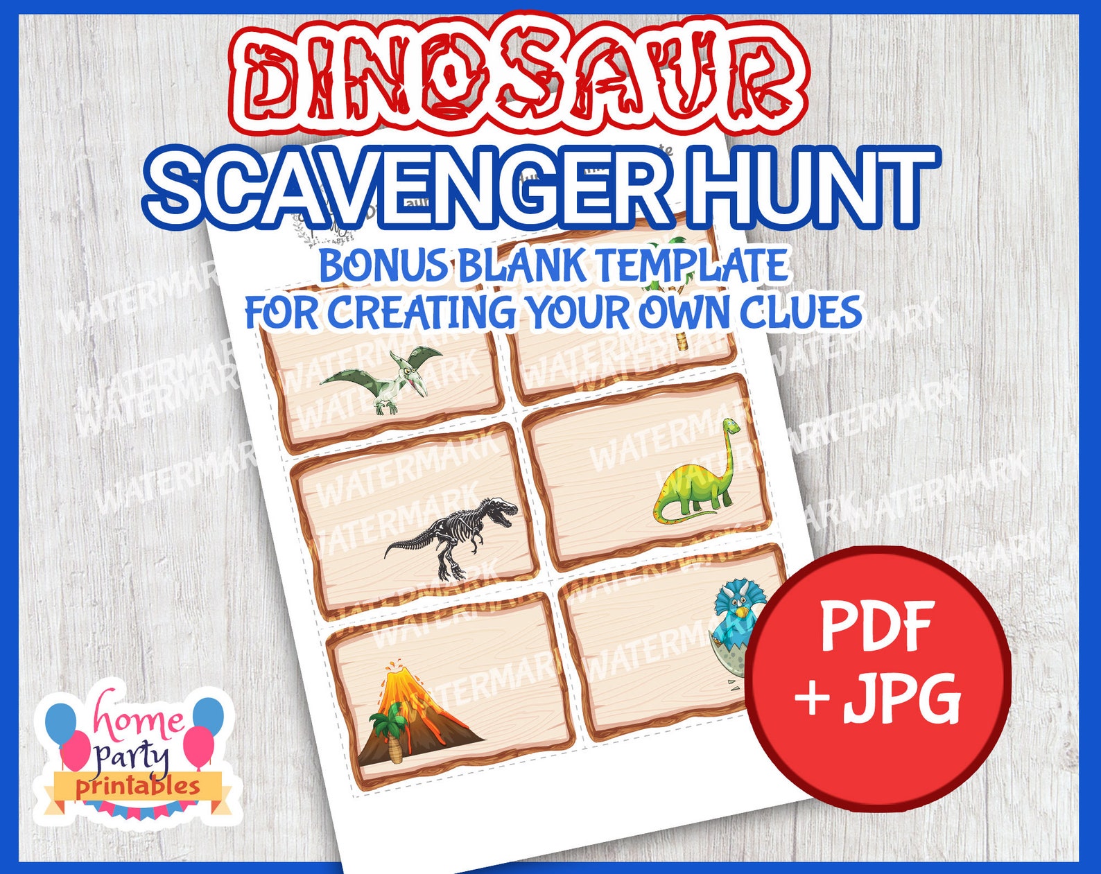 Dinosaur Scavenger Hunt, Dinosaur Treasure Hunt, Dinosaur Birthday Game ...