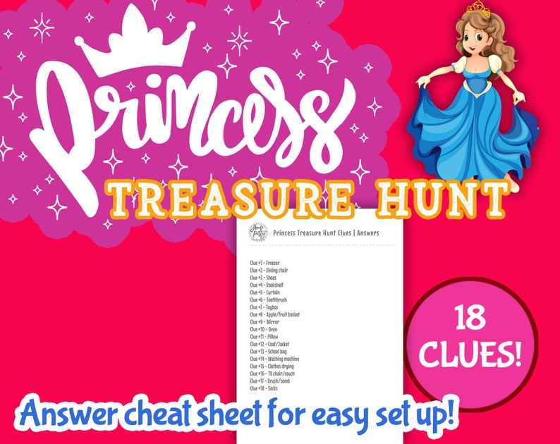 Princess Birthday Party Games, Princess Treasure Hunt, Princess Party ...