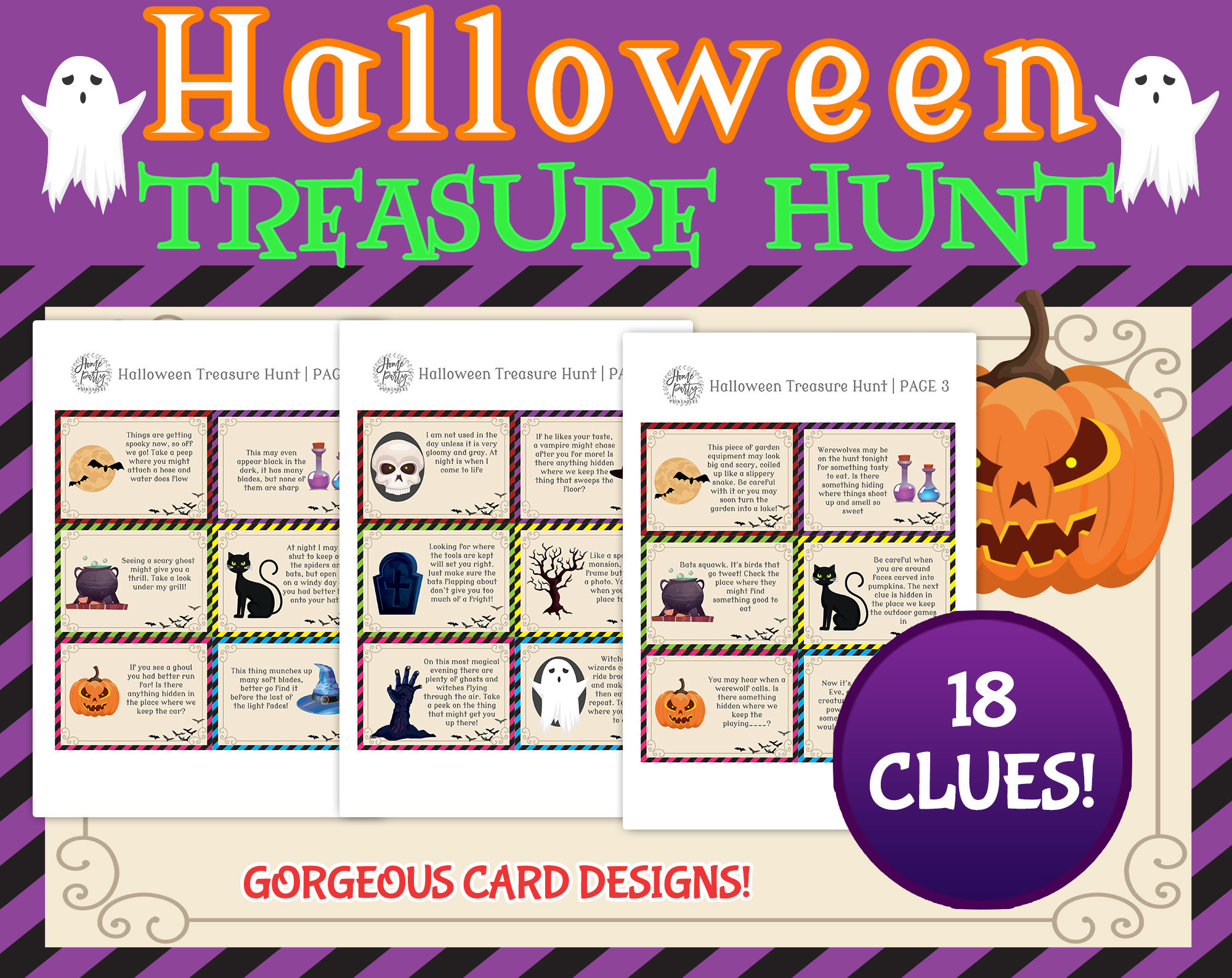 Halloween Treasure Hunt Clues, Halloween Scavenger Hunt - Etsy
