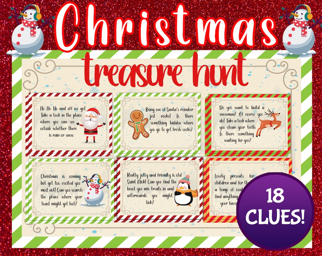 Christmas Treasure Hunt, Christmas Scavenger Hunt Clues Printable - Etsy