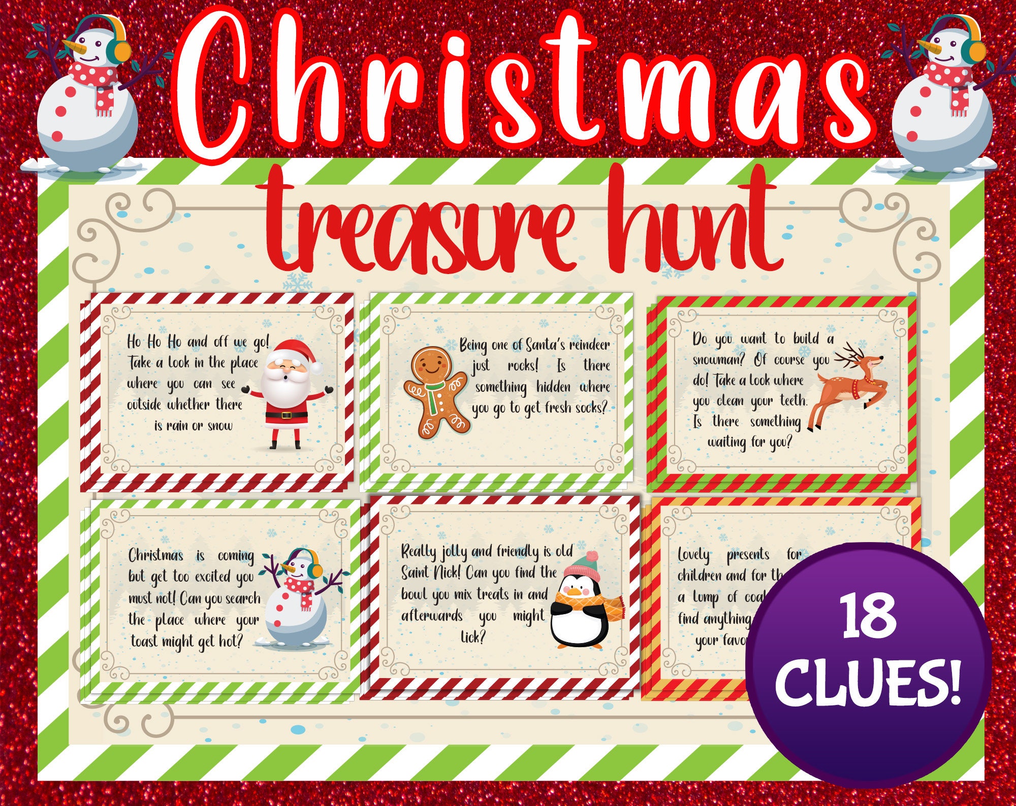 Christmas Treasure Hunt, Christmas Scavenger Hunt Clues Printable - Etsy