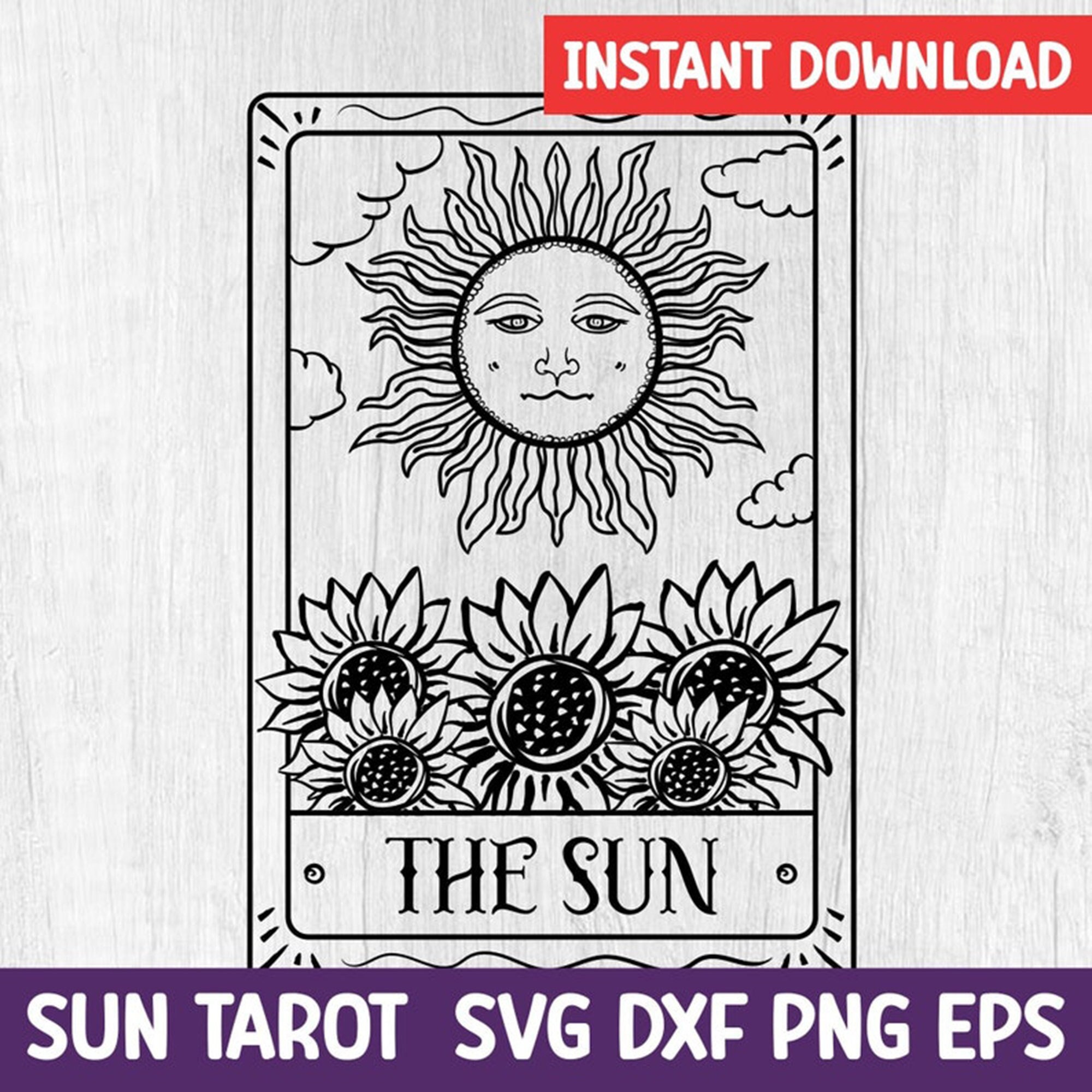 Sun Tarot Card SVG, Tarot Svg, Tarot Cards Svg, Witchcraft Svg, Boho ...