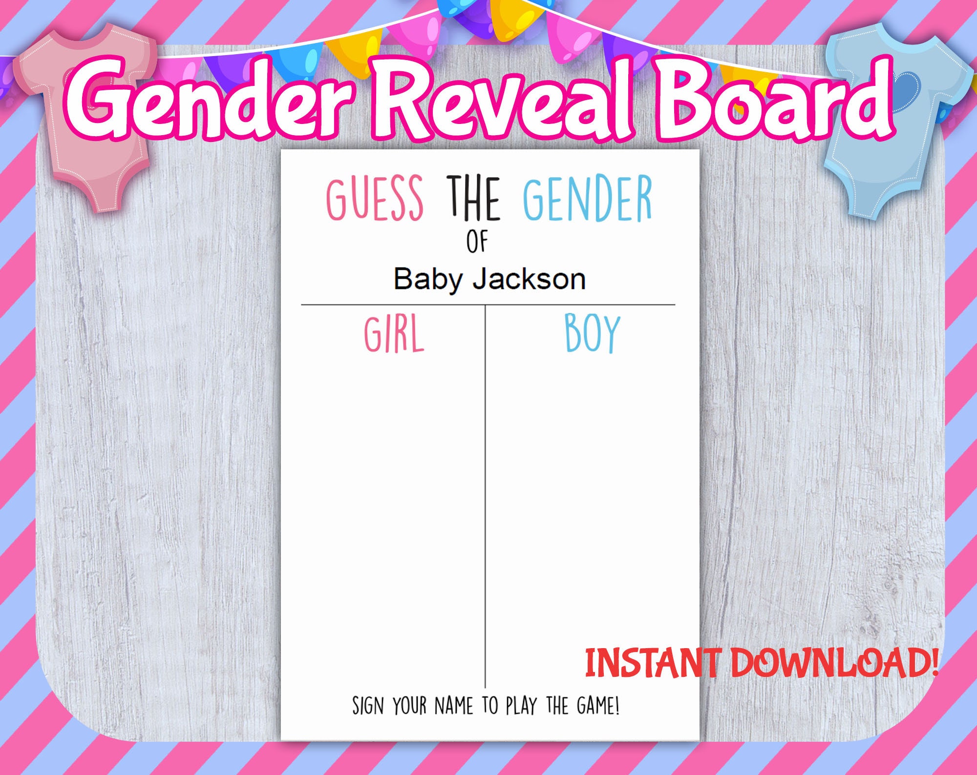 Gender Reveal Printable, Gender Reveal Ideas - Etsy