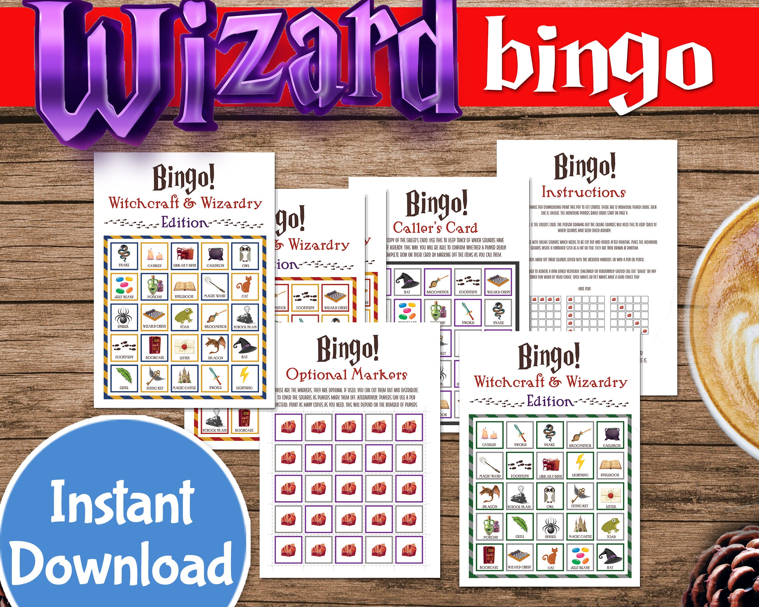 Wizard Bingo Wizard Party Game Wizard Birthday Printable - Etsy