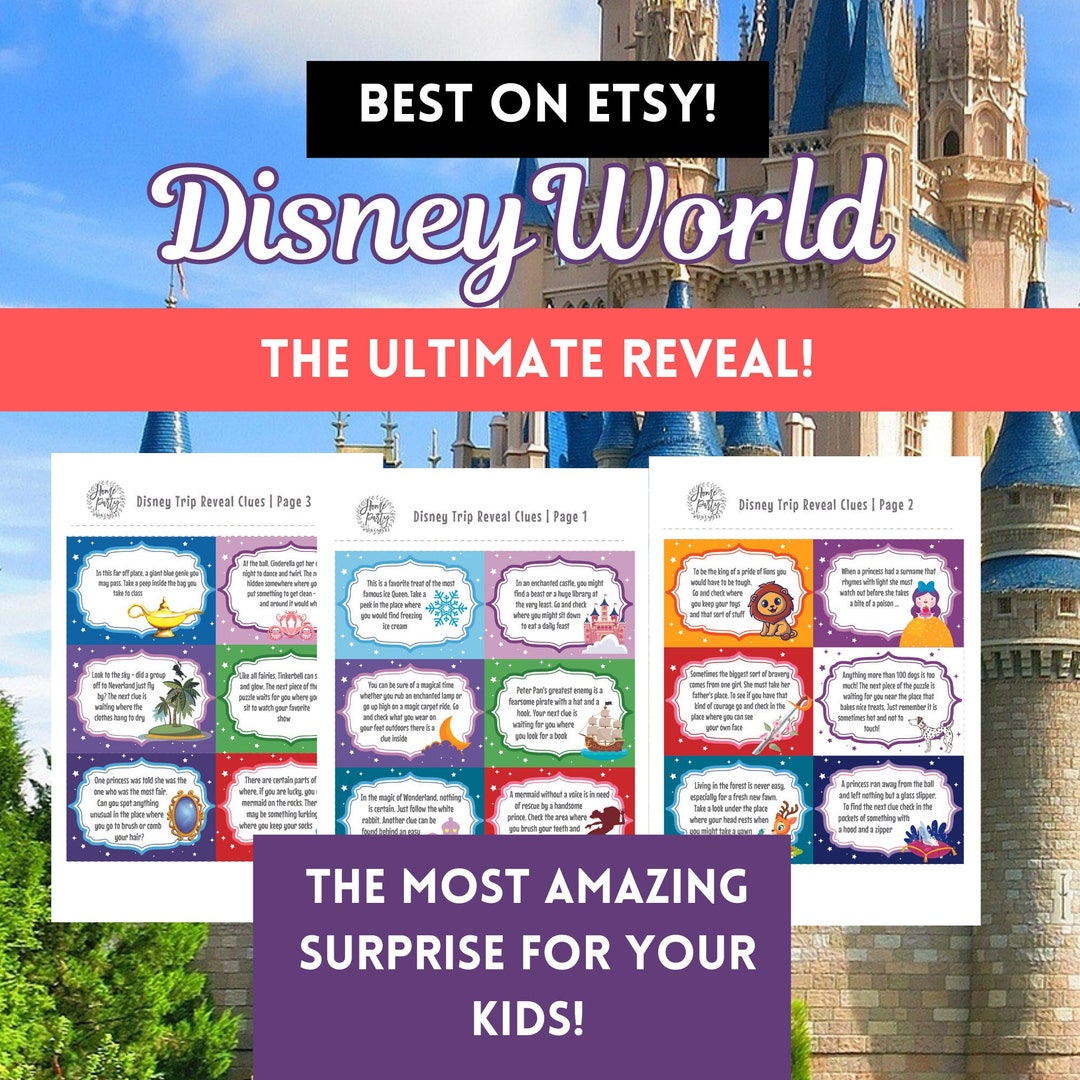 Disneyworld Trip Reveal Scavenger Hunt CLUES Resort Vacation Reveal - Etsy