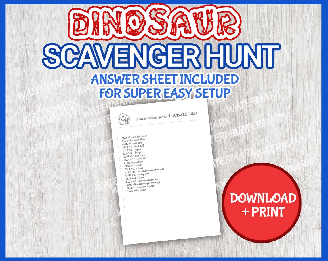 Dinosaur Scavenger Hunt, Dinosaur Treasure Hunt, Dinosaur Birthday Game ...