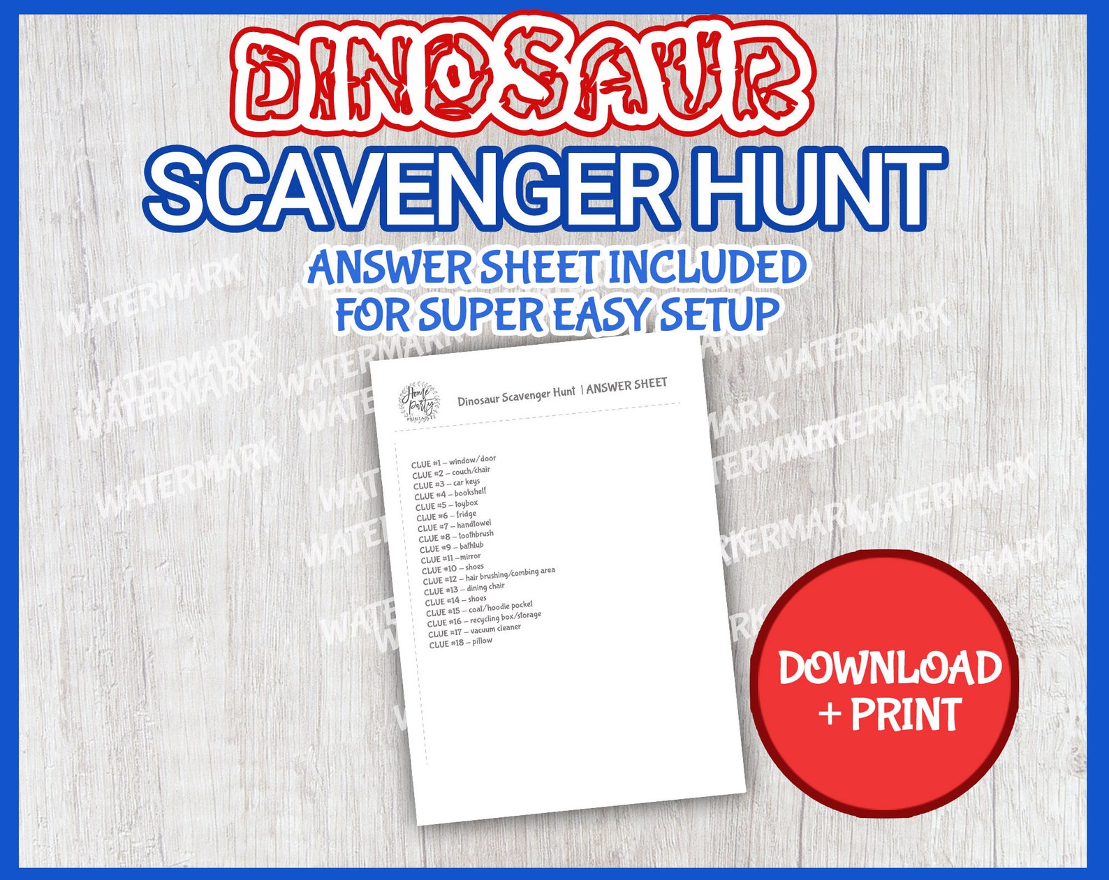 Dinosaur Scavenger Hunt, Dinosaur Treasure Hunt, Dinosaur Birthday Game ...