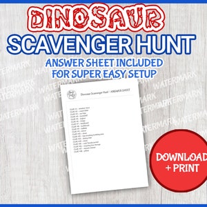 Dinosaur Scavenger Hunt, Dinosaur Treasure Hunt, Dinosaur Birthday Game ...
