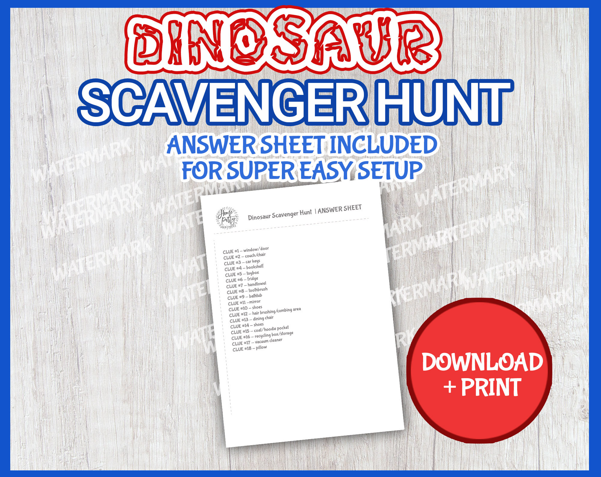 Dinosaur Scavenger Hunt, Dinosaur Treasure Hunt, Dinosaur Birthday Game ...