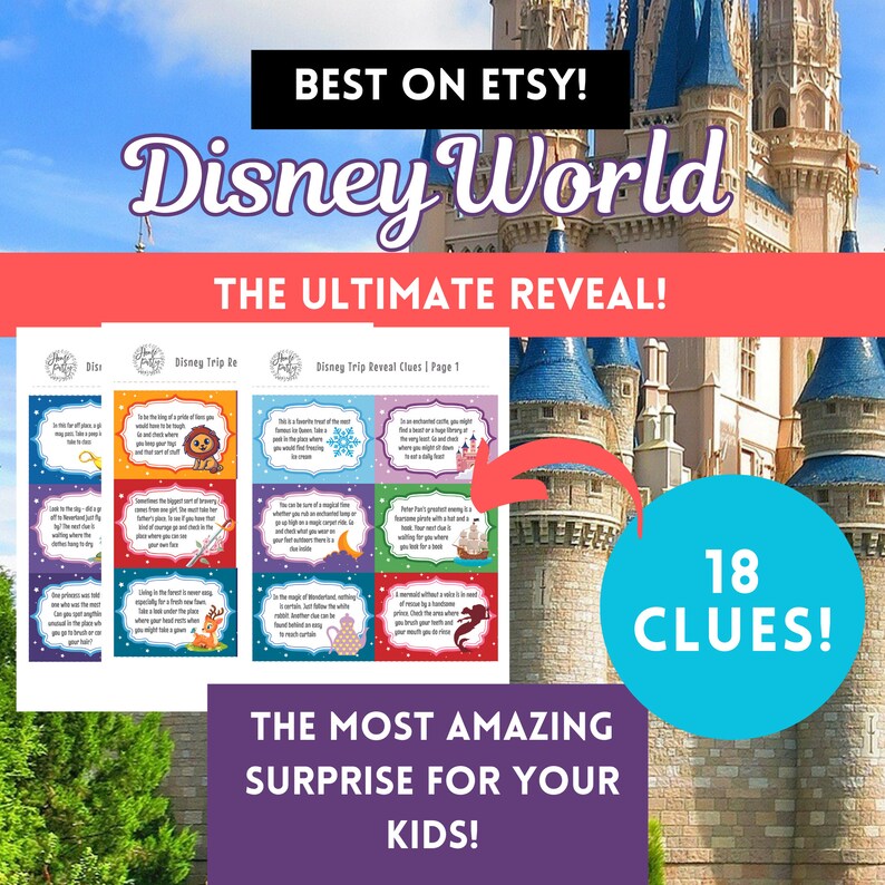 Disneyworld Trip Reveal Scavenger Hunt CLUES Resort Vacation Reveal - Etsy