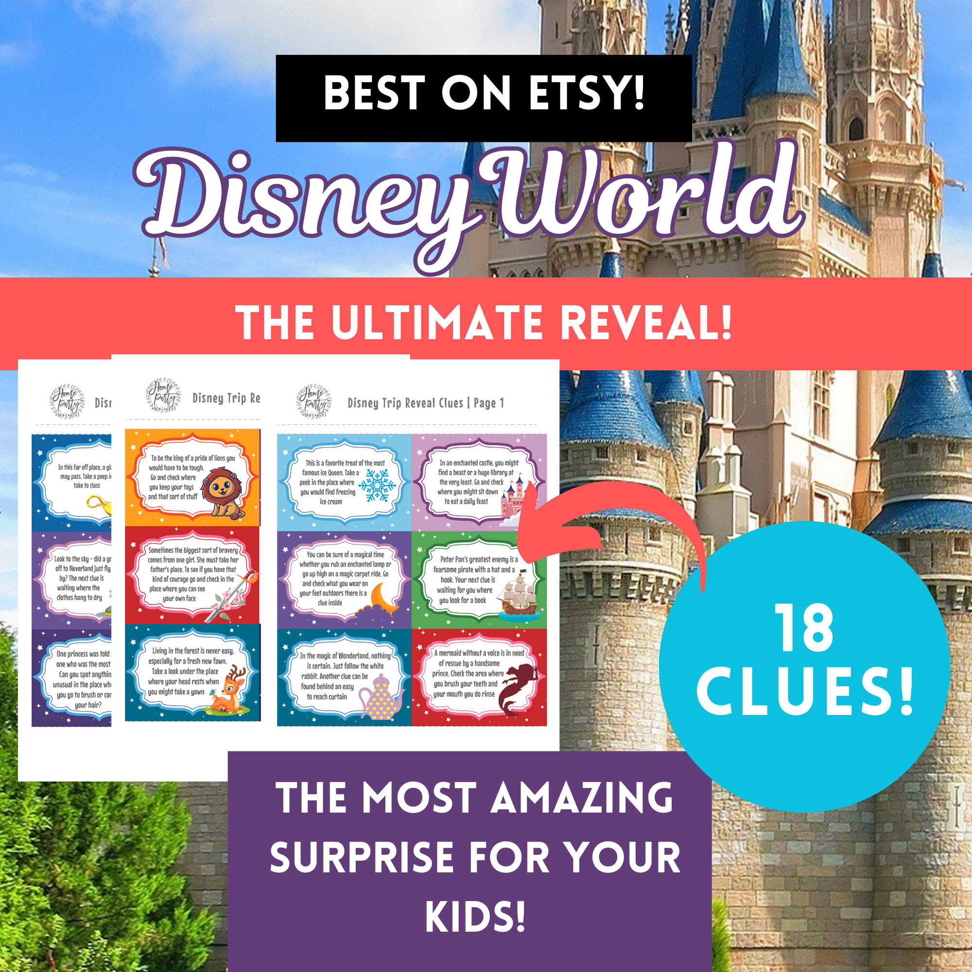 Disneyworld Trip Reveal Scavenger Hunt CLUES Resort Vacation Reveal - Etsy